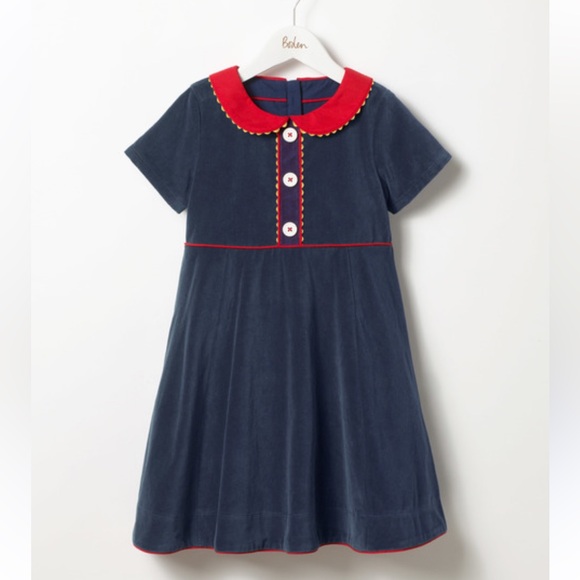 Mini Boden | Dresses | Mini Boden Holiday Velvet Navy And Red Kids ...